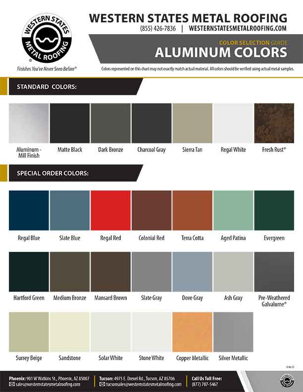 Aluminum Roof Aluminum Siding Color Chart For Download